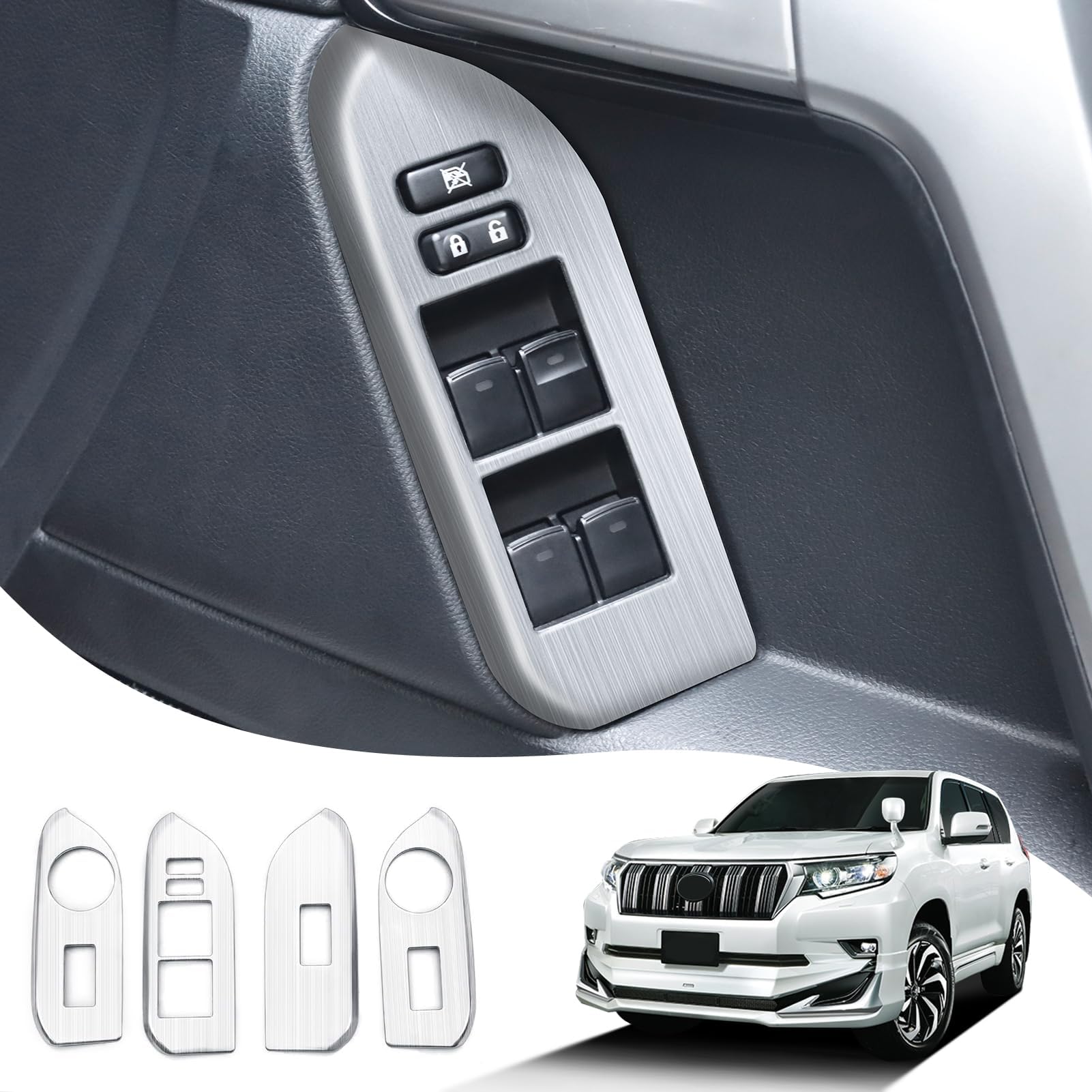 Amazon | 適合トヨタ·ランドクルーザープラド 150 2010-2023 桃木窓ガラスリフトボタンパネルアクセサリーFor ...