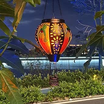 Amazon.com: Hot Air Balloon Solar Lantern with Flickering Flame Light ...