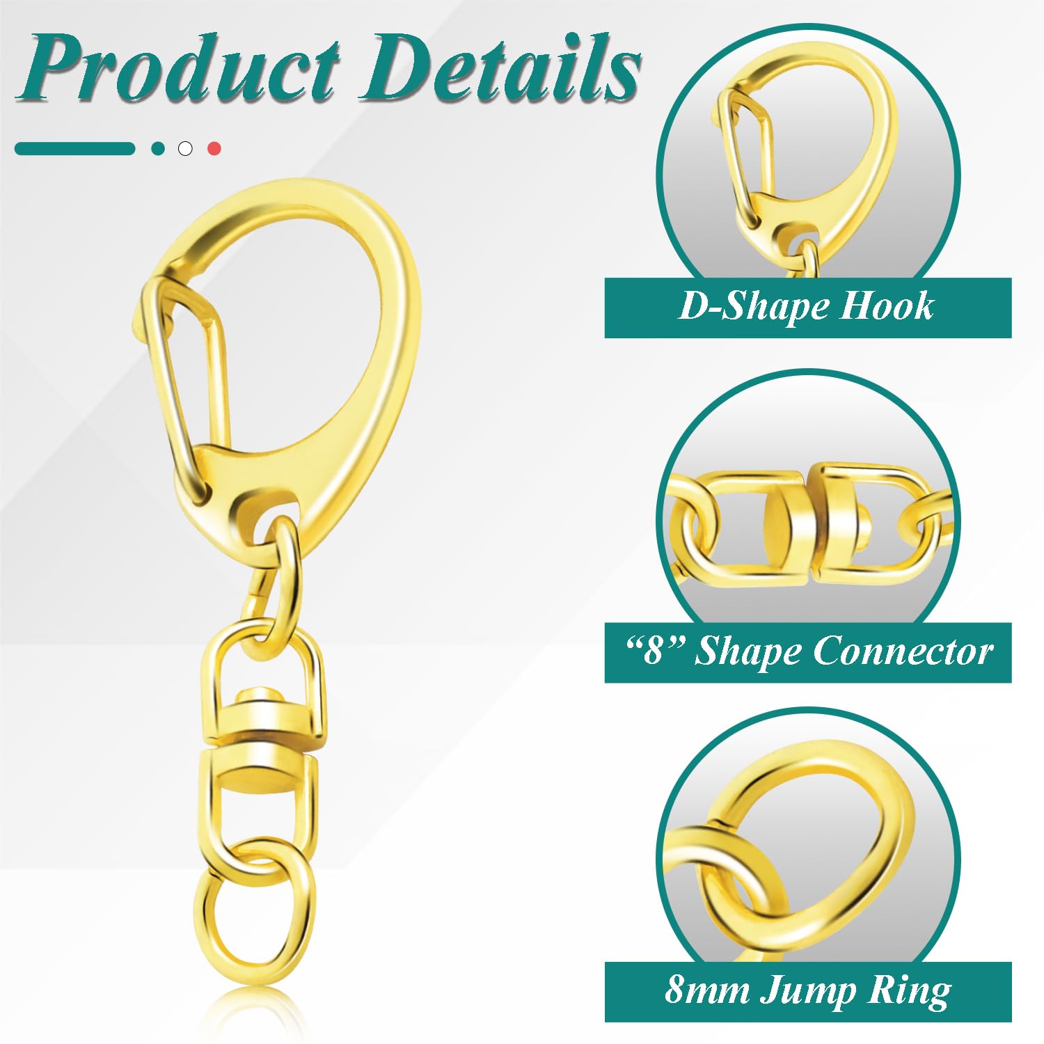 Snapklik.com : 25 Pack Lobster Claw Clasps Keychain Making Kit, Gold ...