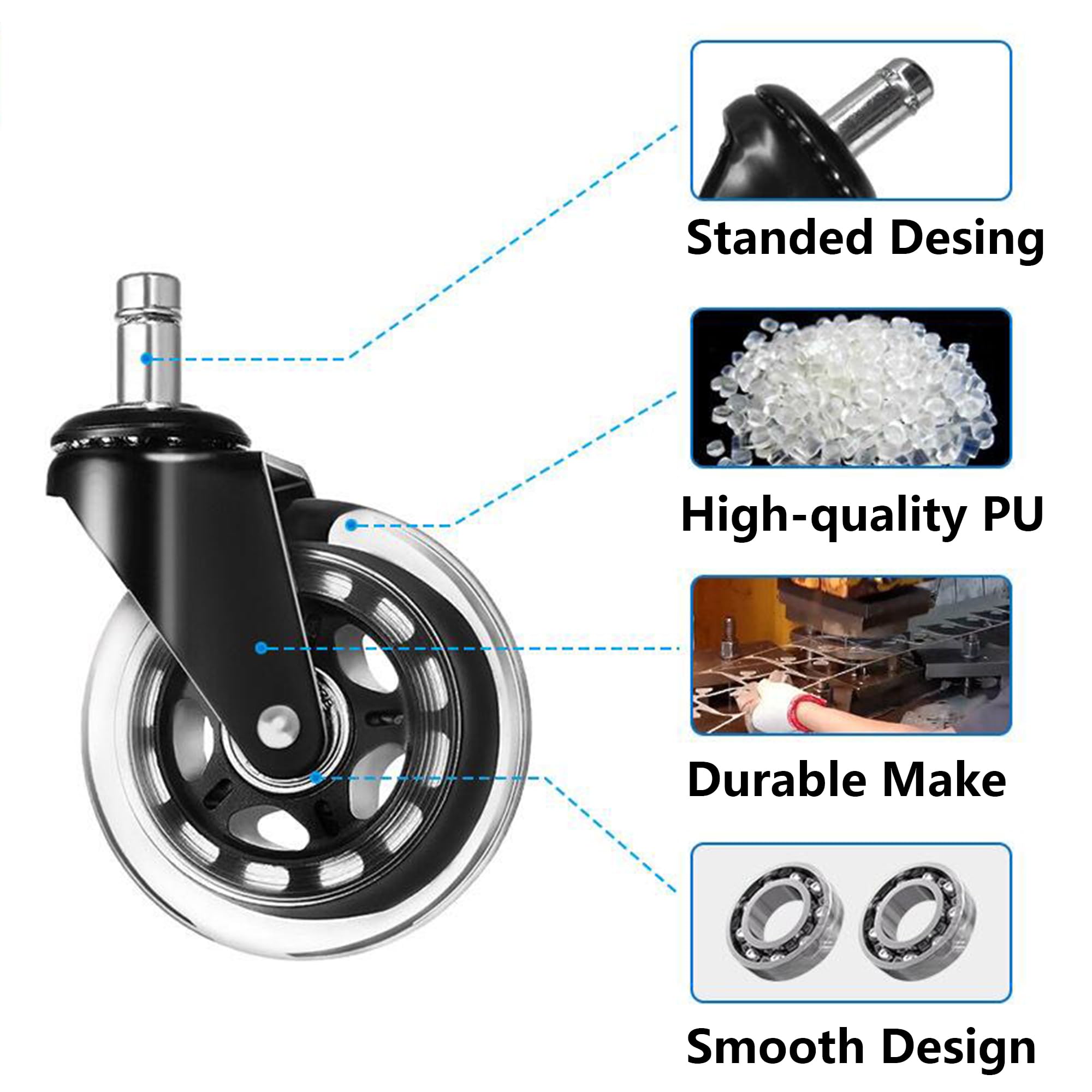 Snapklik.com : Office Chair Replacement Wheels Office Chair Replacement ...