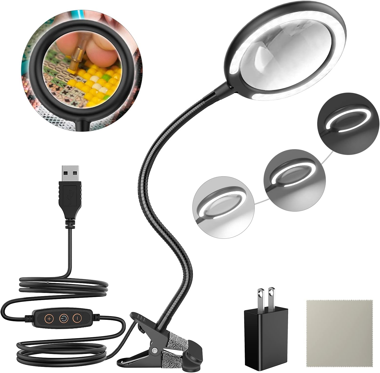 Amazon.com: LED Magnifying Lamp with Clamp, Raweao 3X Lighted ...