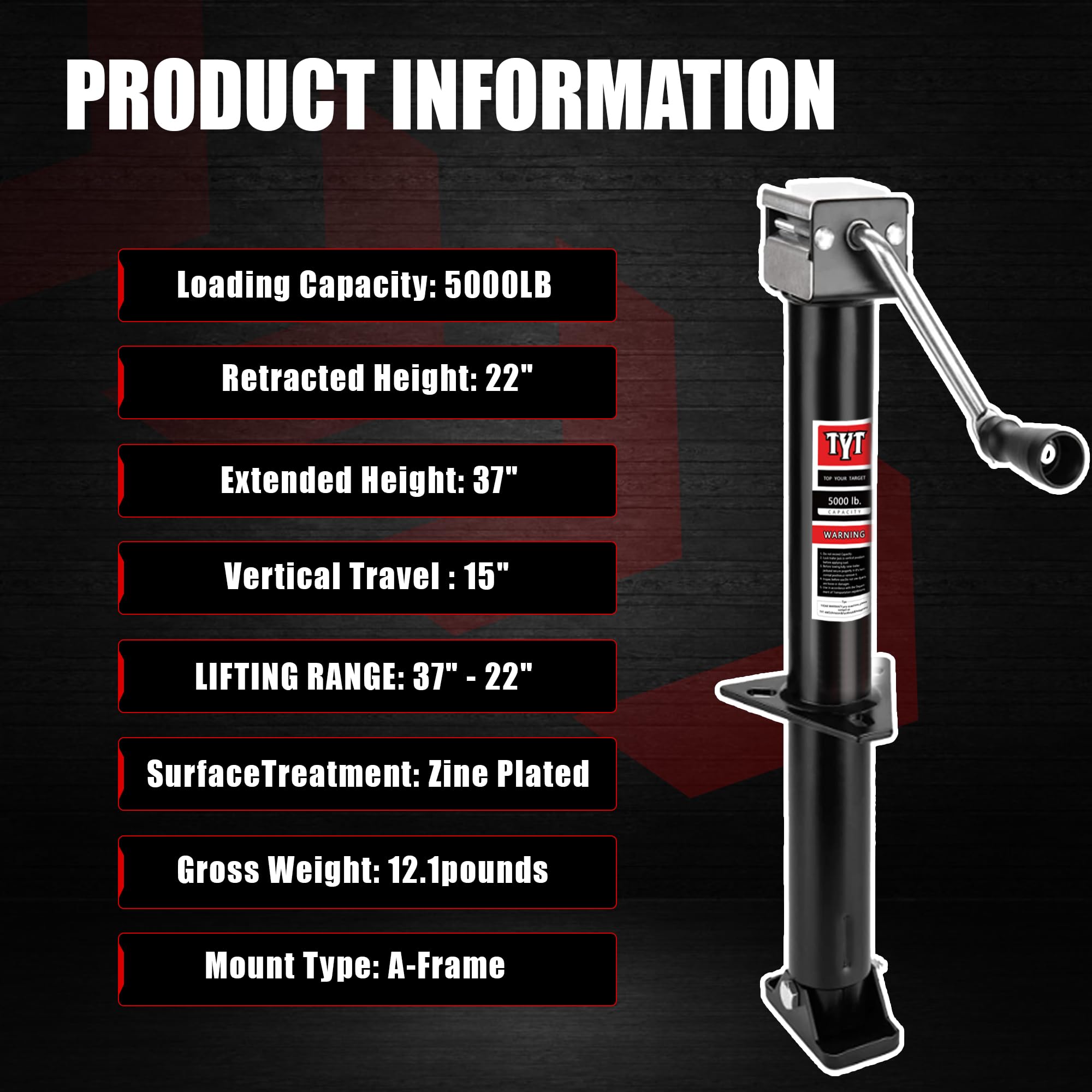 Snapklik.com : Heavy Duty A-Frame Trailer Jack, 15" Vertical ...