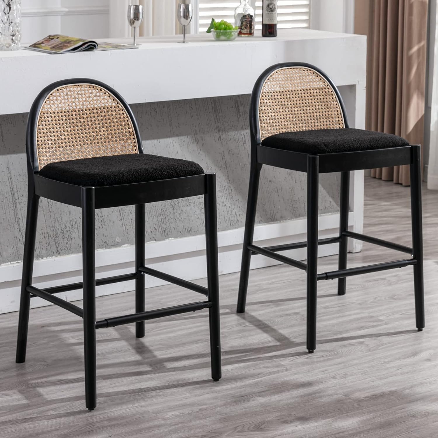 Amazon.com: LukeAlon Modern Sherpa Bar Stools Set of 2, 29" Seat Height ...