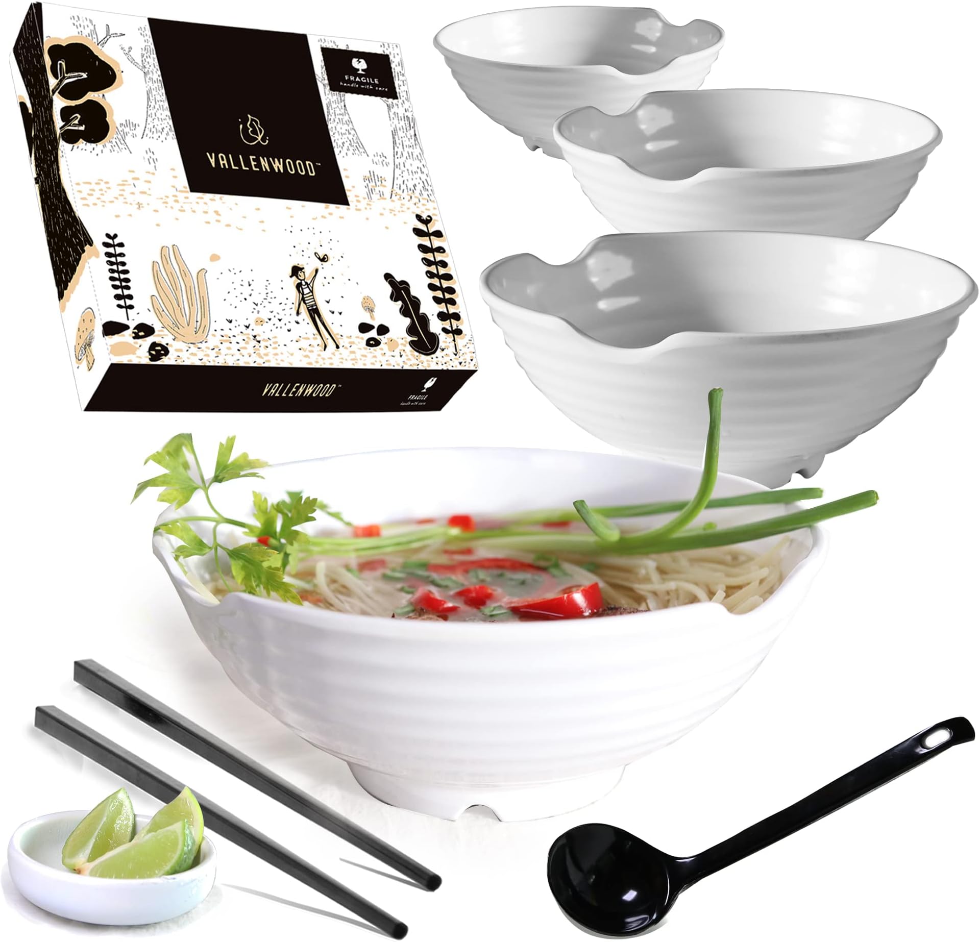 Amazon.com: Unbreakable Ramen Bowl Set with Chopsticks and Spoon: 2 ...