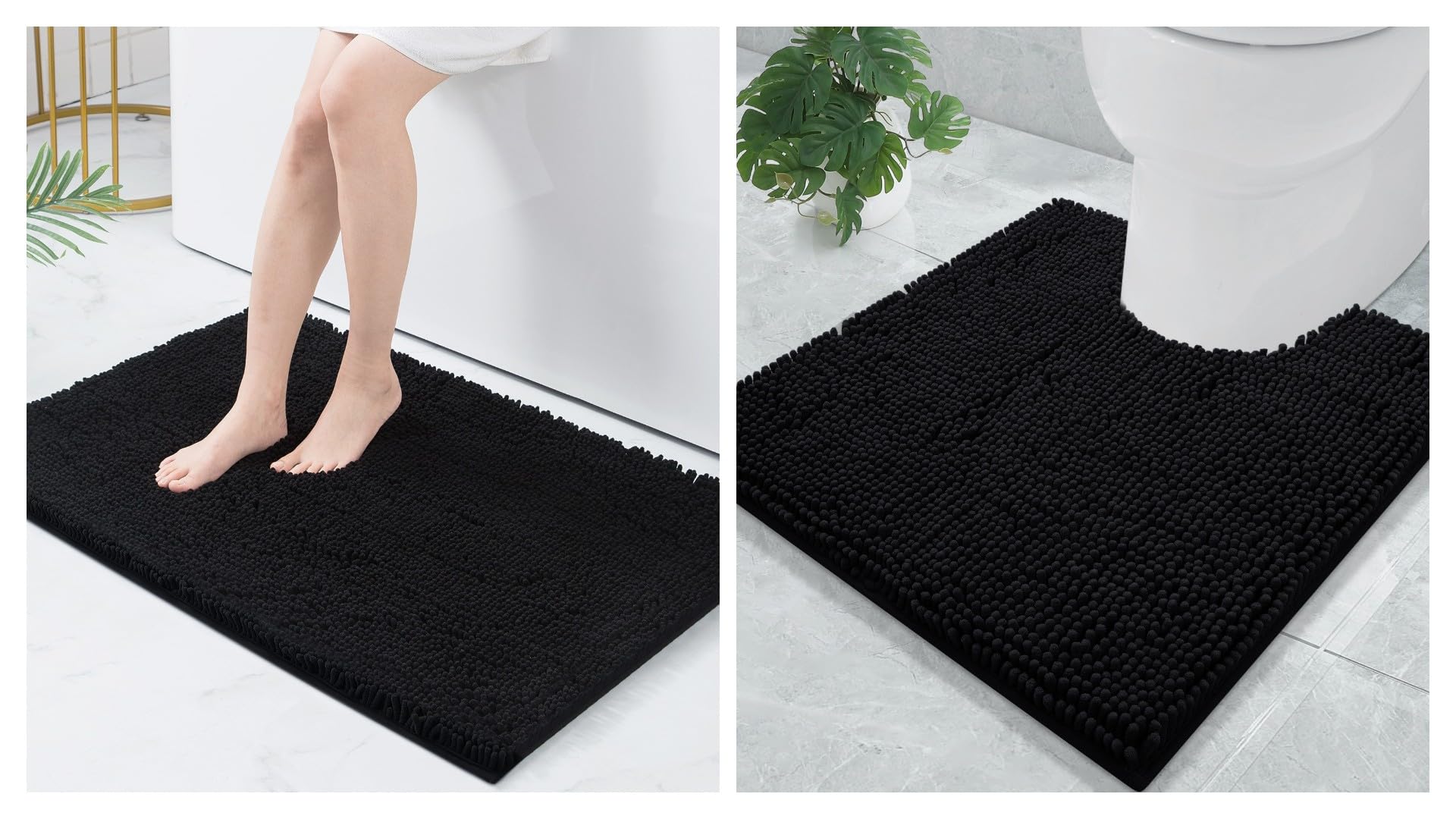Amazon.com: Smiry Luxury Chenille Bath Rug 36"x24" and U-Shaped Toilet ...