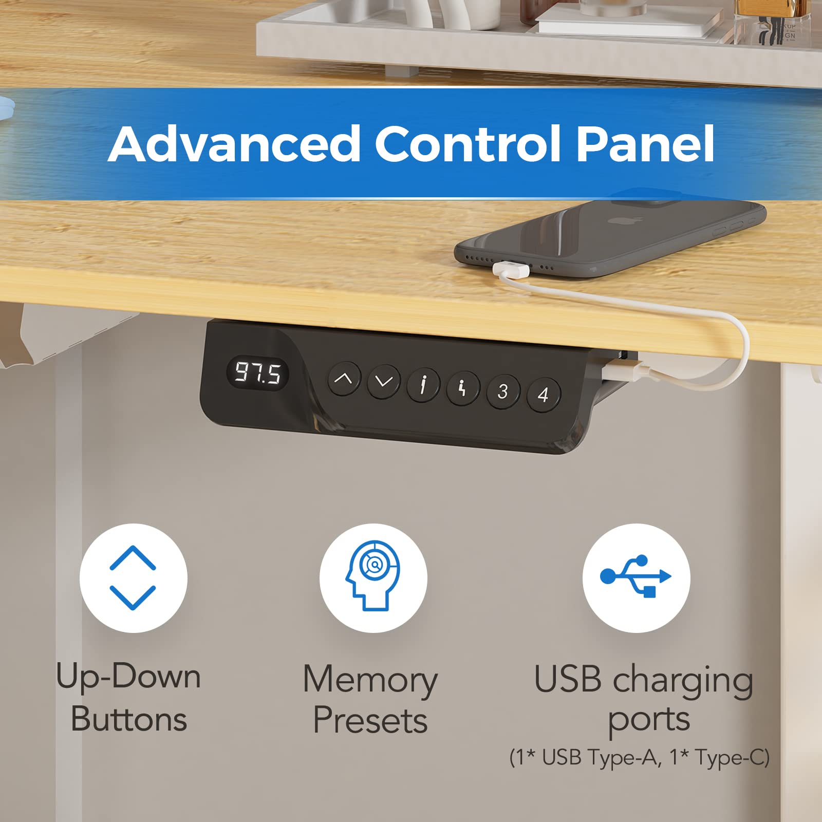 FLEXISPOT Adjustable Desk Quick Assembly Electric Standing Desk with 48 ...