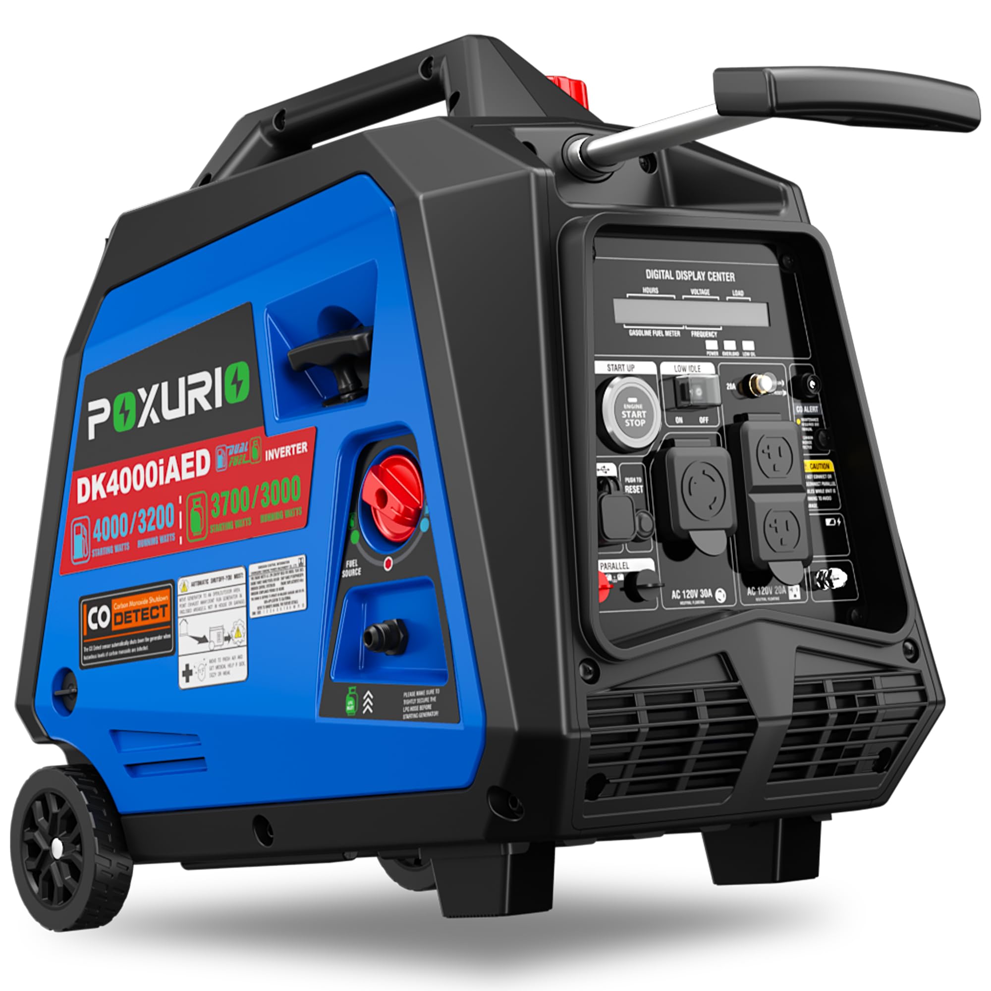 Amazon.com: POXURIO 4000 Watt Dual Fuel Inverter Generator, 120V Gas ...