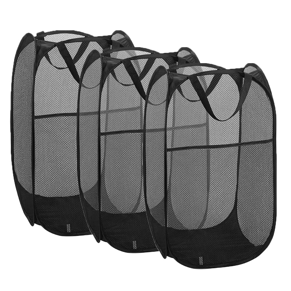 Amazon.com: Larpur 3 Pack Pop Up Laundry Hampers, Collapsible Mesh ...