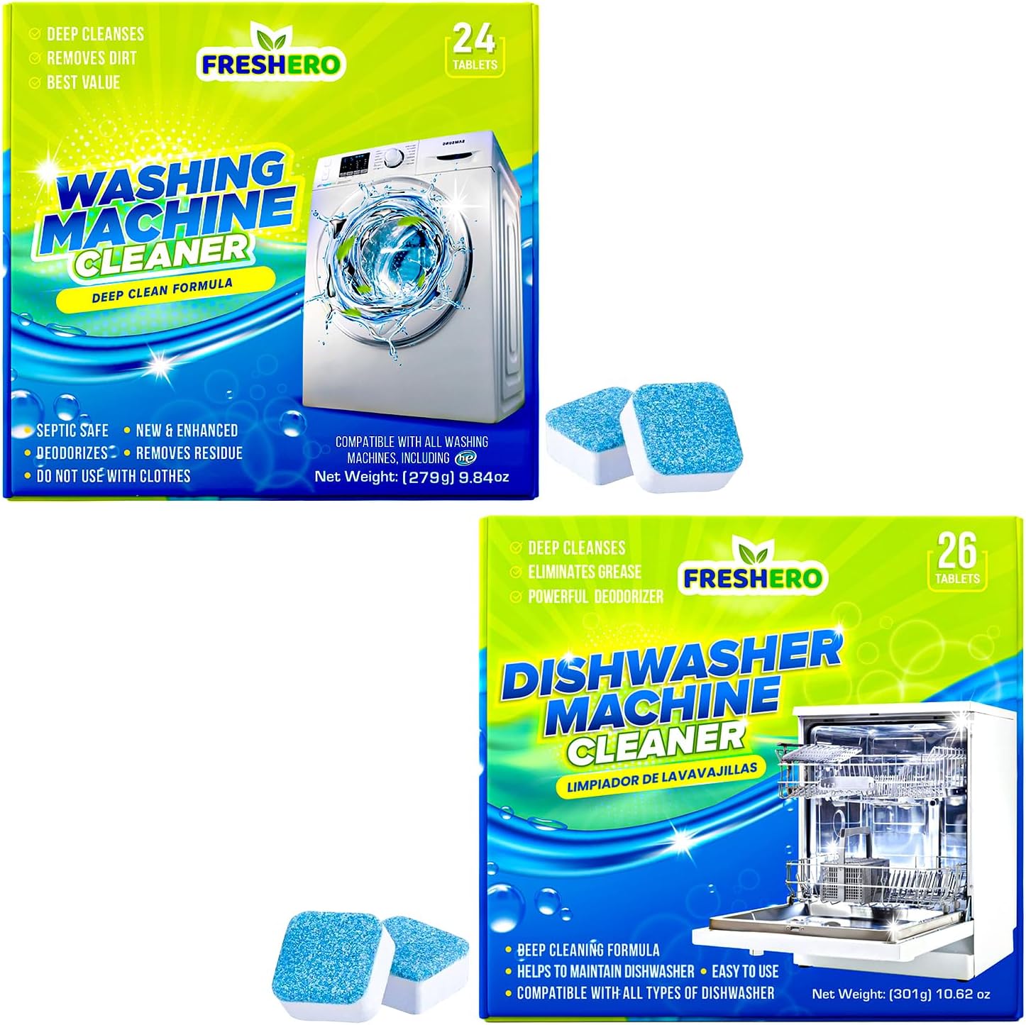 Amazon.com: Washing Machine cleaner tablets and Dishwasher cleaner ...