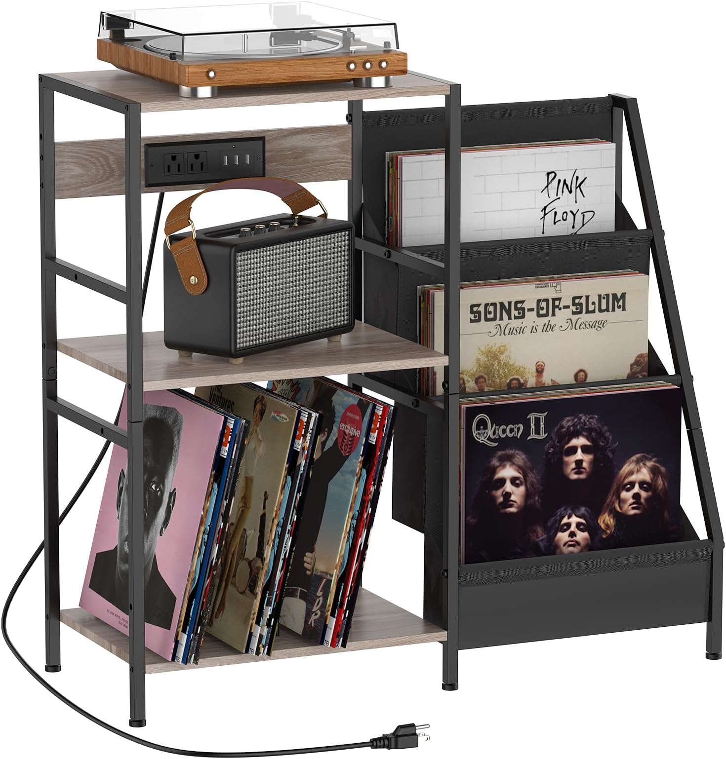 Amazon.com: CRUDATE Record Player Table, Record Player Stand with Vinyl ...