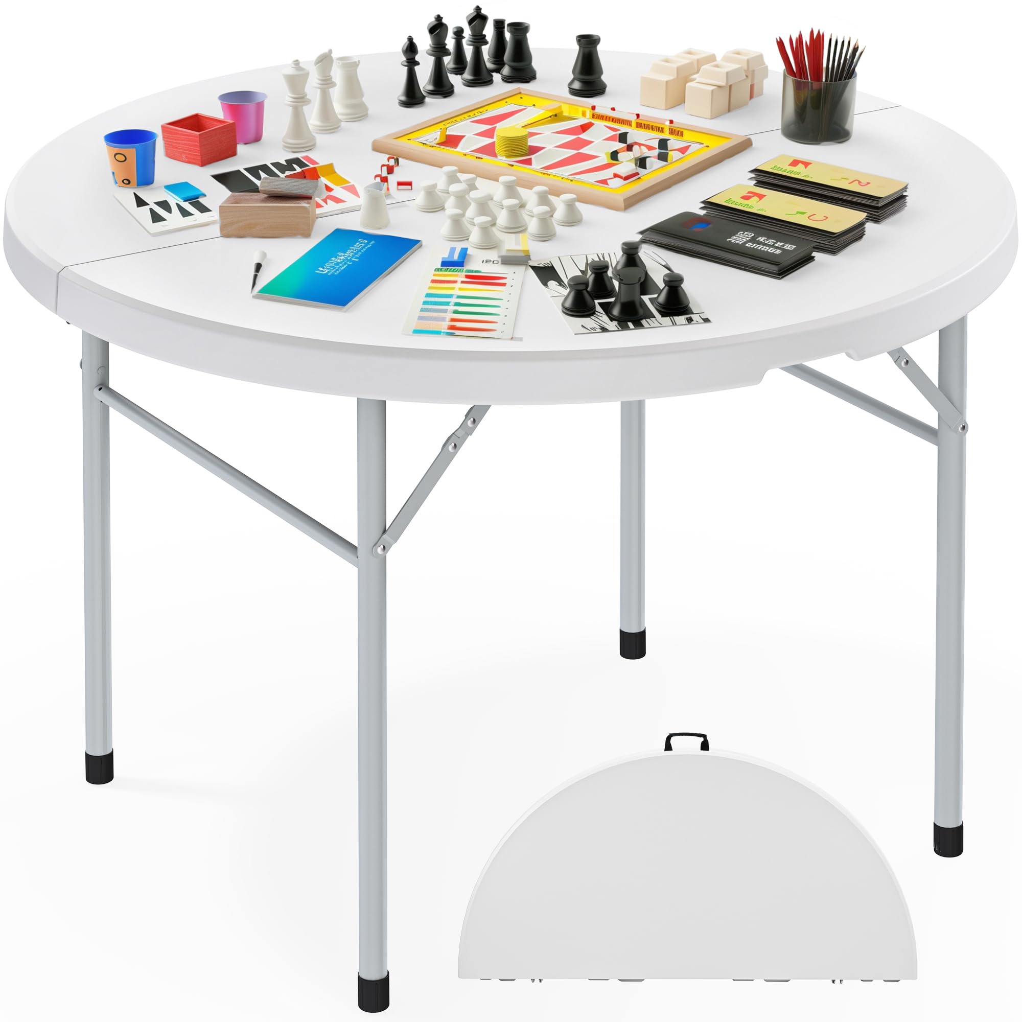 Amazon.com: YITAHOME Round Folding Table 48 inch, Heavy Duty Folding ...