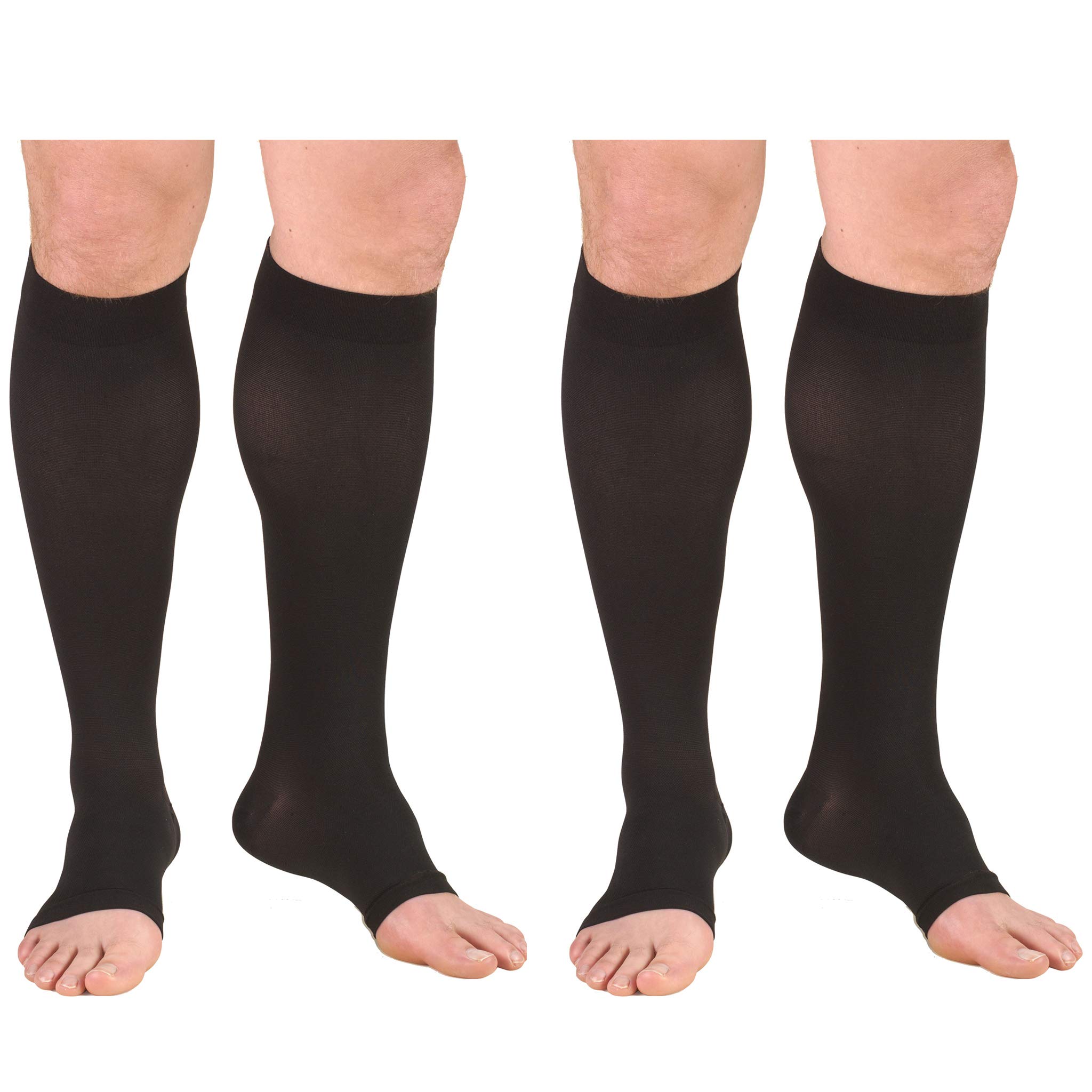 Amazon.com: Truform Compression 15-20 mmHg Knee High Open Toe Stockings ...