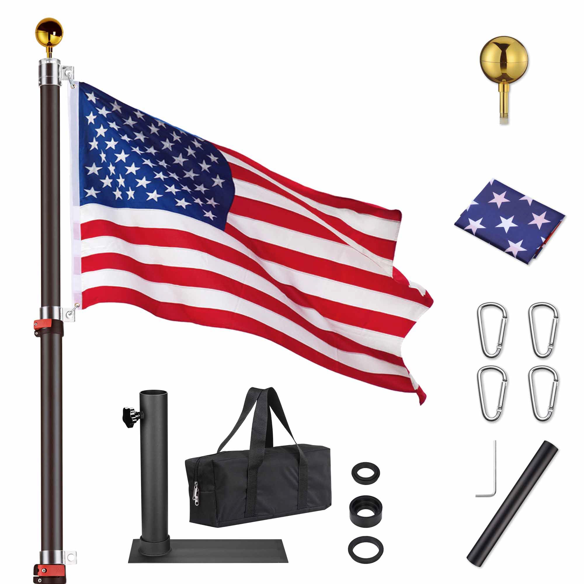 Snapklik.com : Yescom EZ GO 30ft Portable Telescopic Tailgate Flag Pole Kit