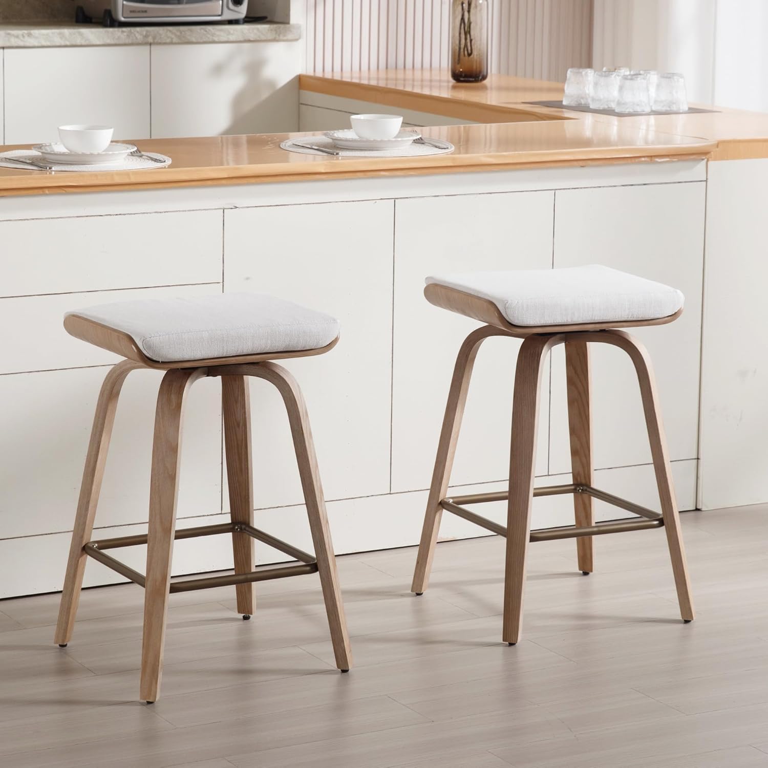 Amazon.com: BESTANO Swivel Bar Stools Set of 2 for Island Kitchen, 26 ...