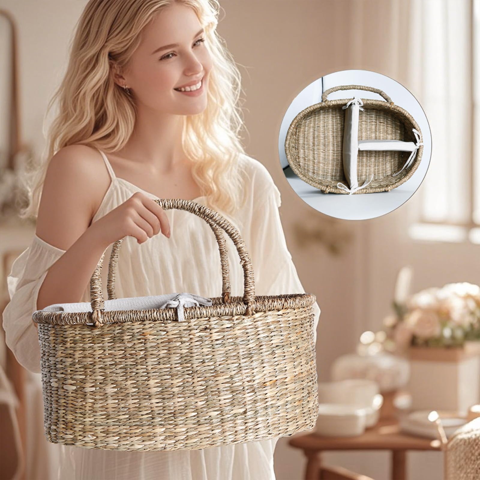 Snapklik.com : Quincry Premium Wicker Baby Diaper Caddy Organizer ...