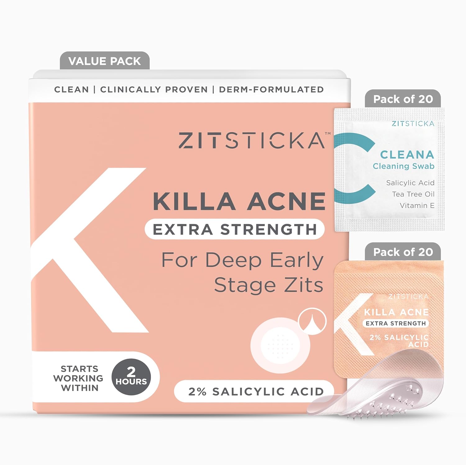 Amazon.com: ZitSticka Extra Strength Killa Acne Patches for Face ...