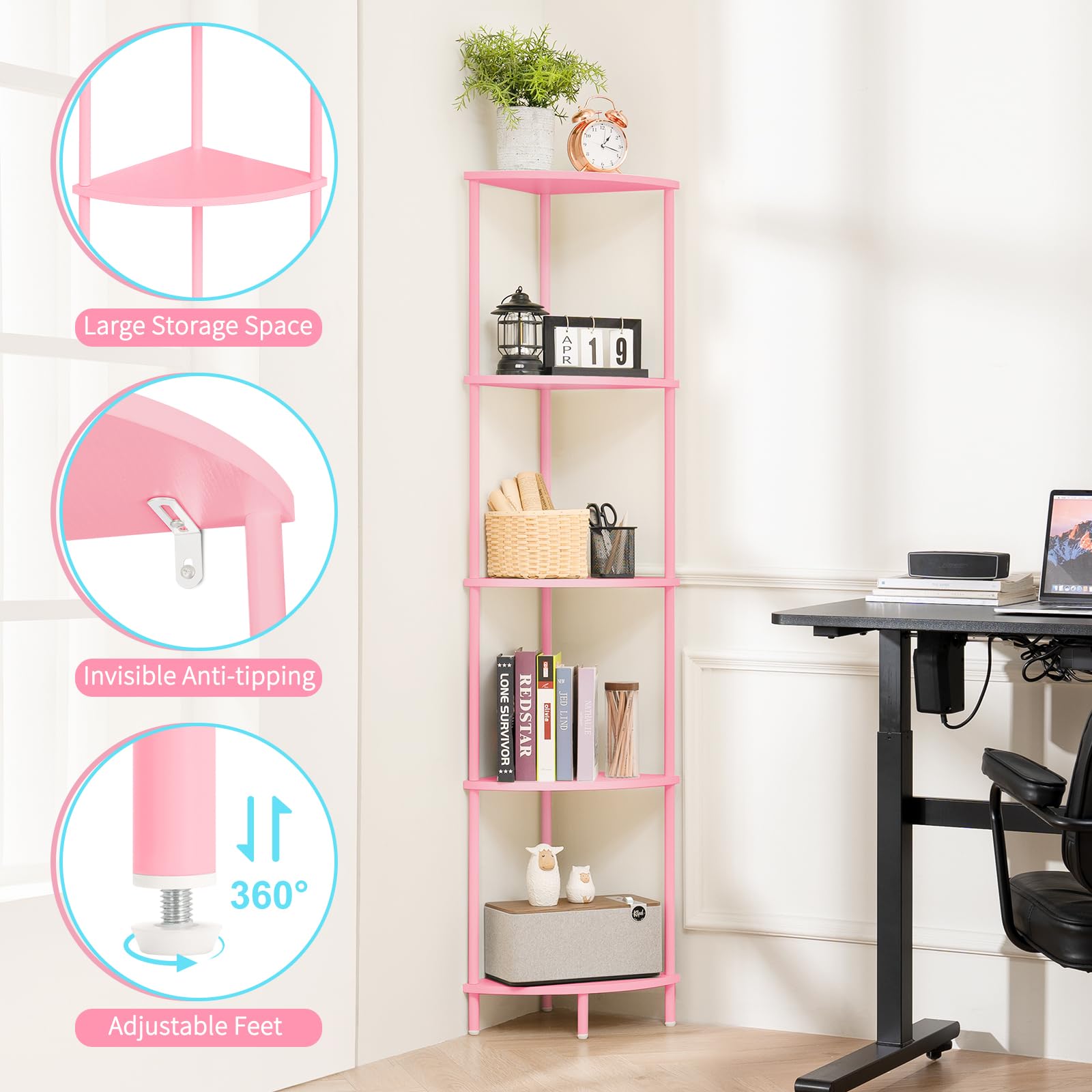 White Ladder Shelf Yoobure 5-Tier – Tall Narrow Display Shelf For ...