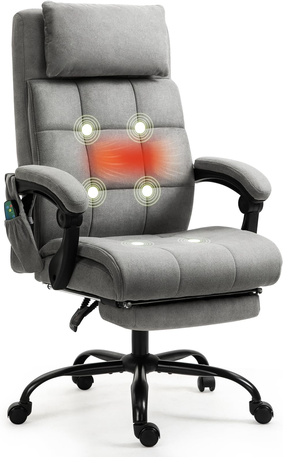 Amazon.com: ECOTOUGE 6 Points Massage Office Chairs, Heated Fabric Desk ...