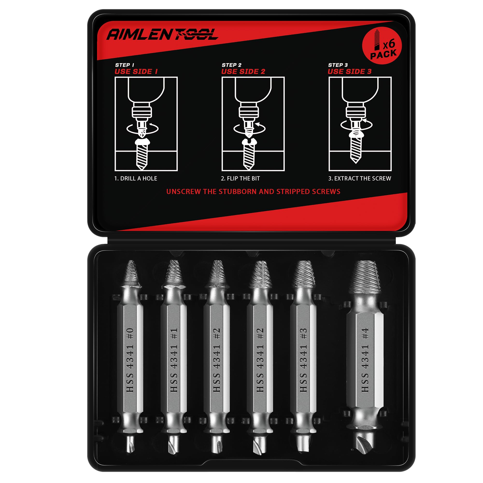 Snapklik.com : 6PC Damaged Screw Extractor Set, Remover Kit For ...