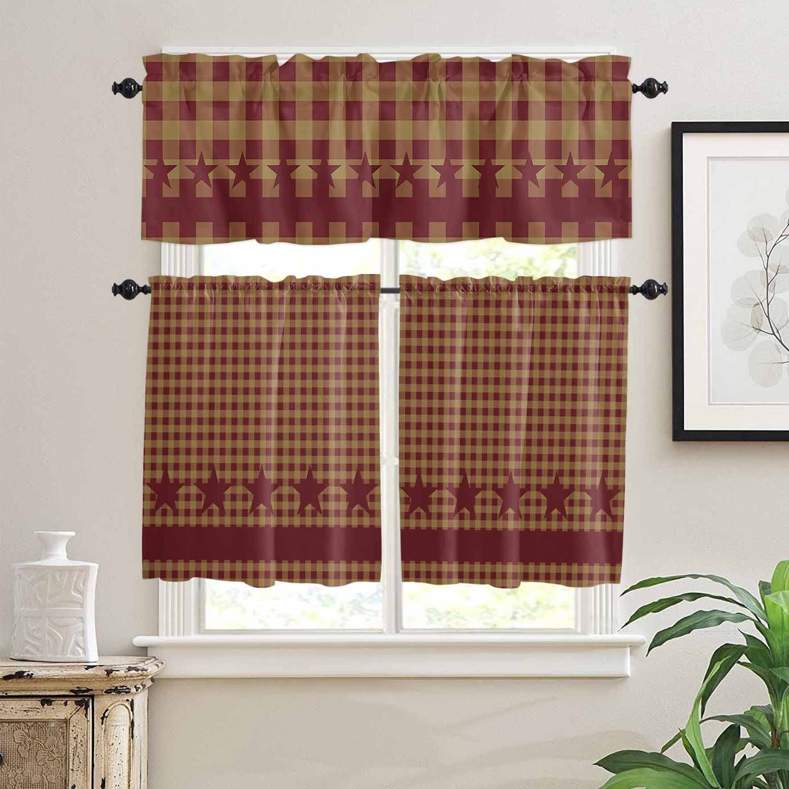Country Star Kitchen Curtains Amazon.com: Red Retro Buffalo Tartan