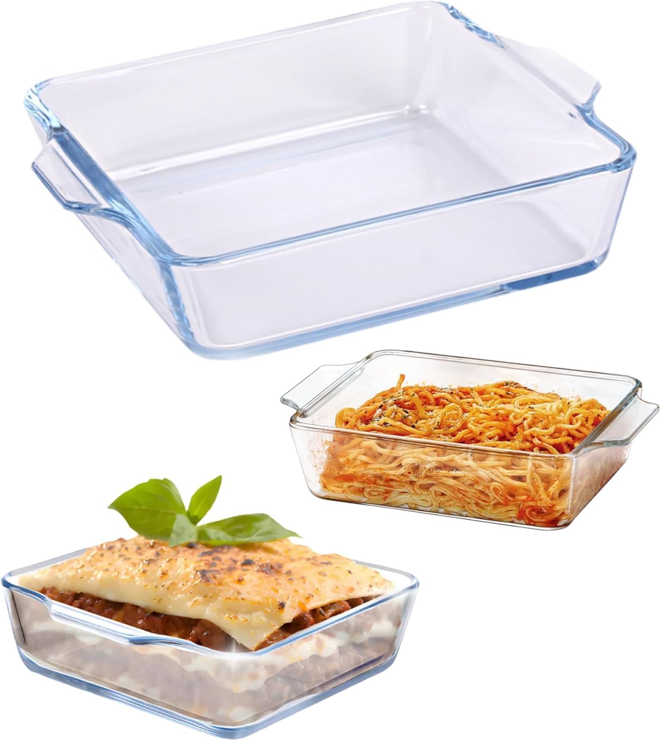 0.8 litres baking glass, 19.5 x 16.5 x 4.6, baking dishes, glass gratin ...