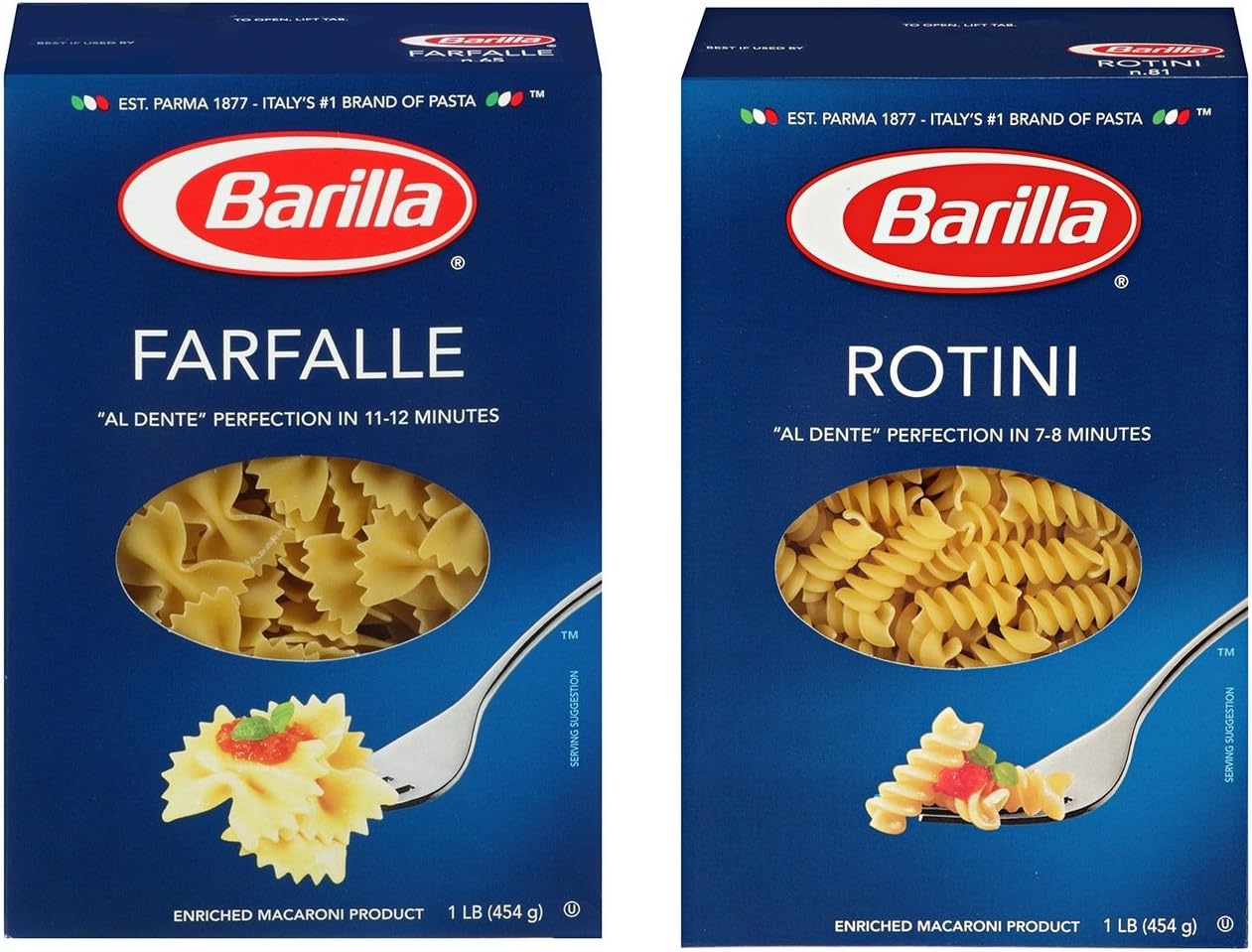 Amazon.com : Barilla Pasta Variety Pack, Farfalle & Rotini, 16 Ounce ...