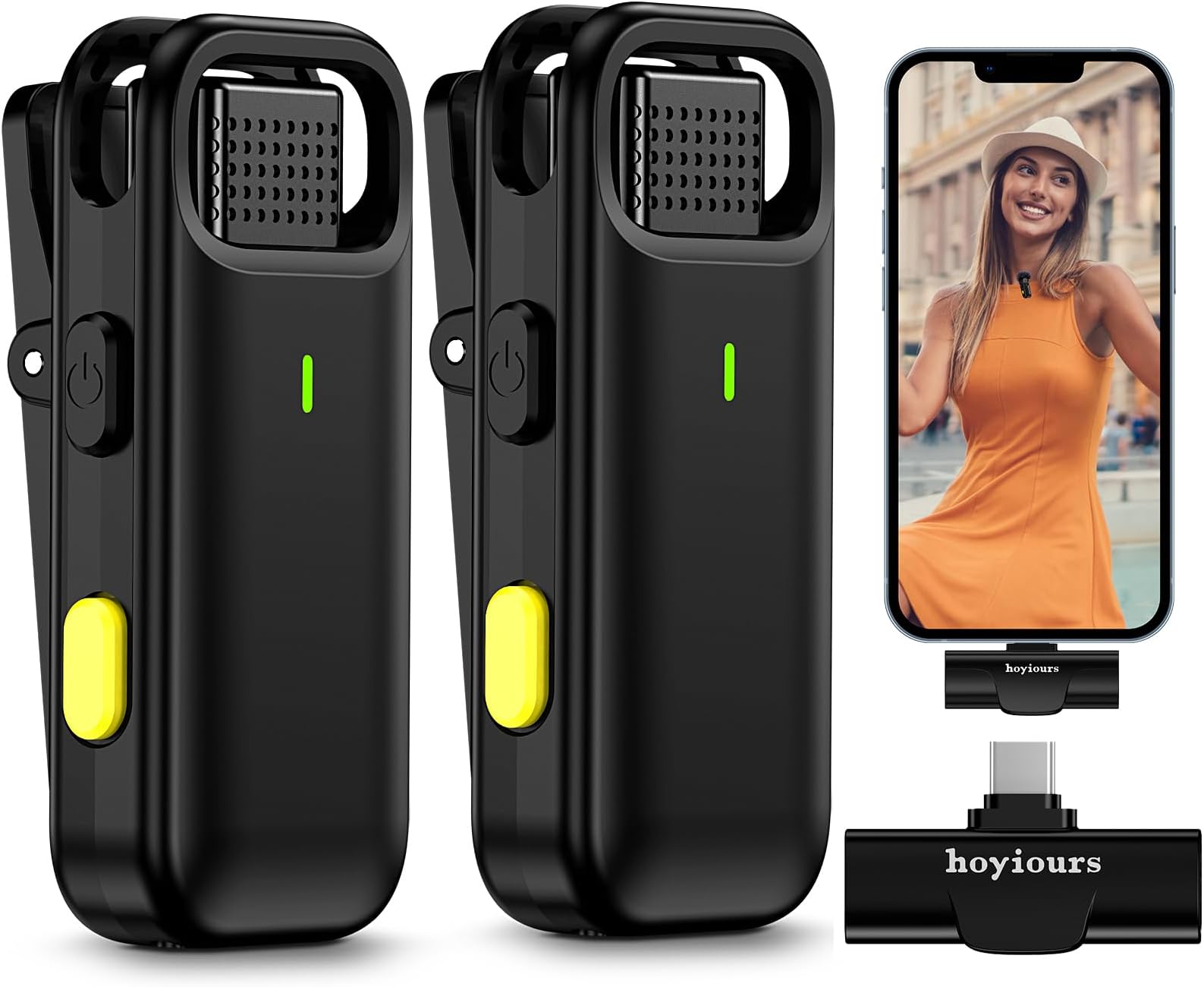 hoyiours Wireless Lavalier Microphone for iPhone 15/Android, Mini ...