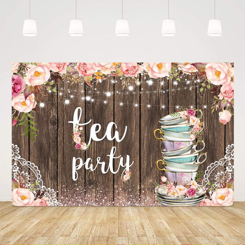 Amazon.com : Ticuenicoa 5x3ft Rustic Wood Tea Party Backdrop for ...