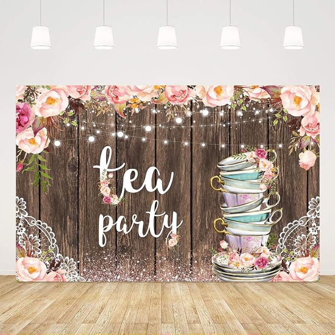 Amazon.com : Ticuenicoa 5x3ft Rustic Wood Tea Party Backdrop for ...