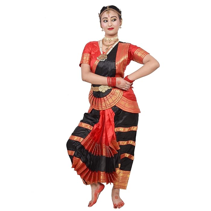 Buy Bharatanatyam Dress Readymade Black and Red Color Costume ...