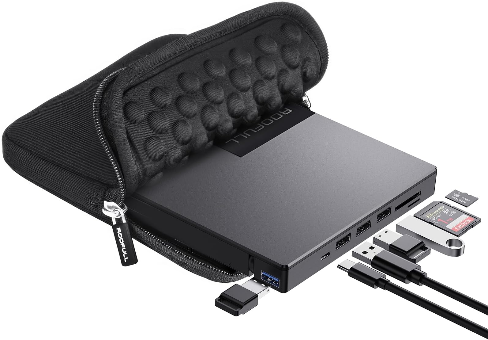 Amazon.com: ROOFULL External CD DVD Drive USB 3.0 & USB-C, 8 IN 1 CD ...