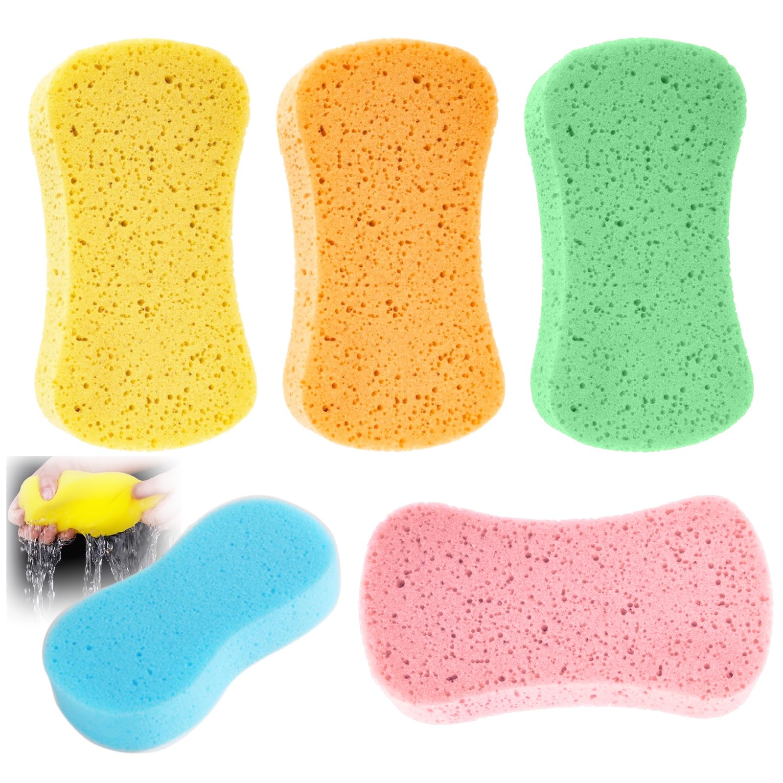 ASelected 4Pcs Large Car Wash Sponge 4.5Cm Thick Super Soft Cleaning ...