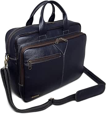 Pasta Executiva Grande De Couro Para Notebook 17,3 Polegadas Cor:Azul Escuro | Amazon.com.br