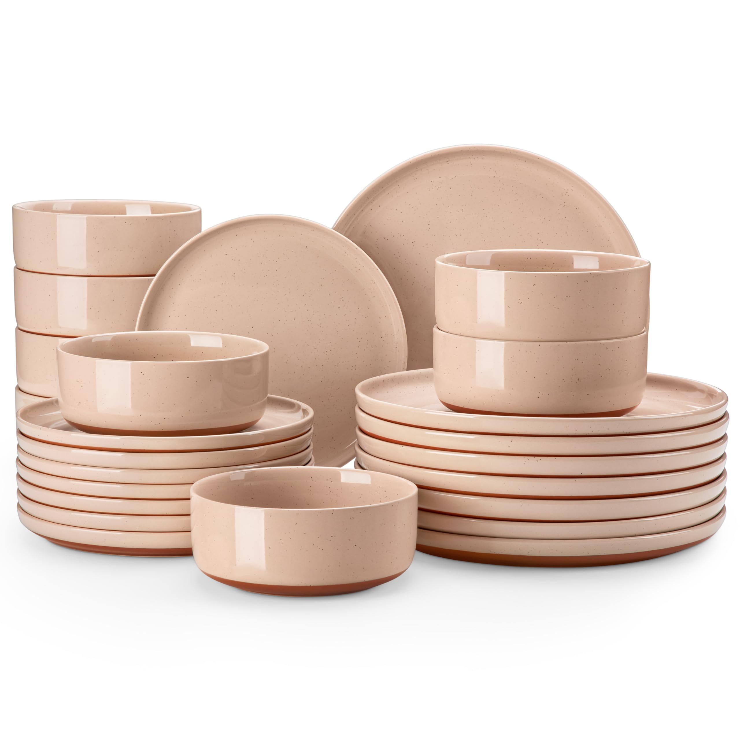 Amazon.com | MALACASA Plates and Bowls Sets, 24 Pieces Modern Ceramic ...