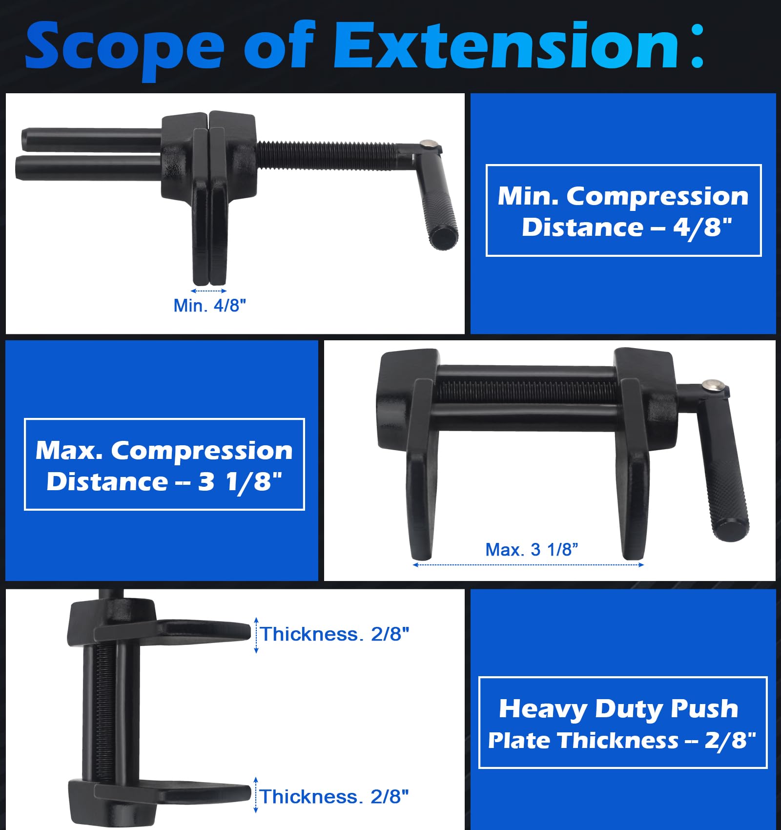 Brake Pad Spreader Brake Caliper Compression Tool Kit With 4 Hooks ...