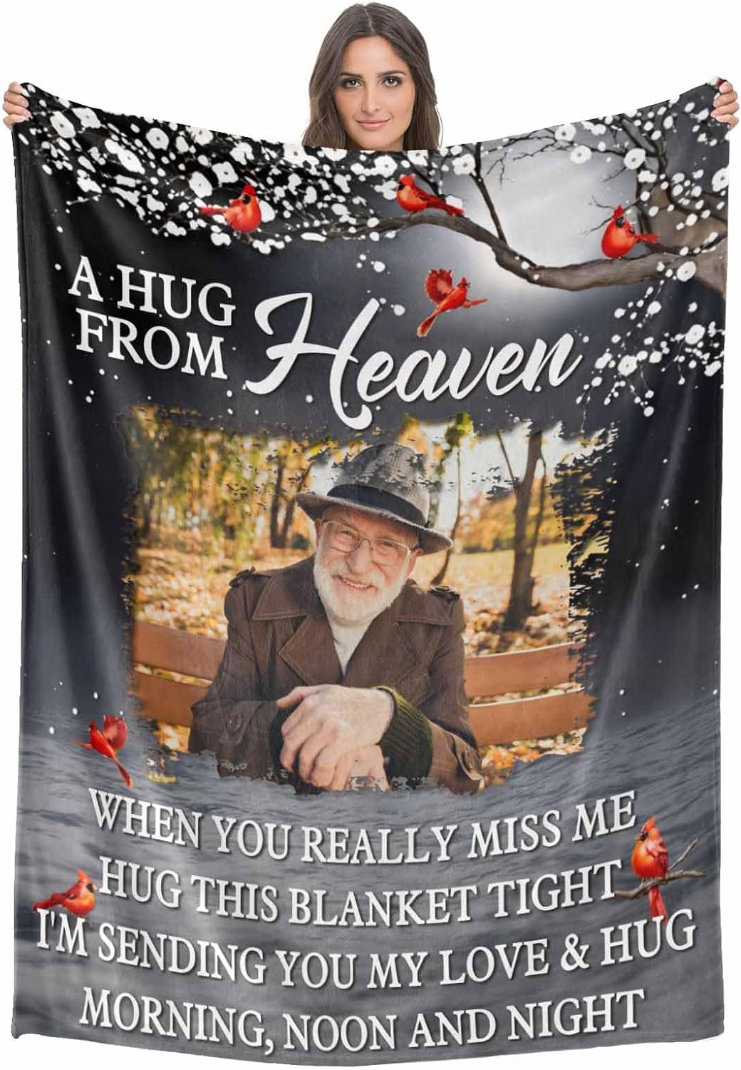 Amazon.com: YDQHLQW Custom Memorial Blanket with Photos for Loss of ...