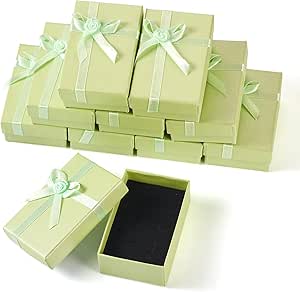Amazon.com: Magibeads 12Pcs Cardboard Jewelry Gift Boxes with Lids 3.15 x 1.99 Inches Green ...