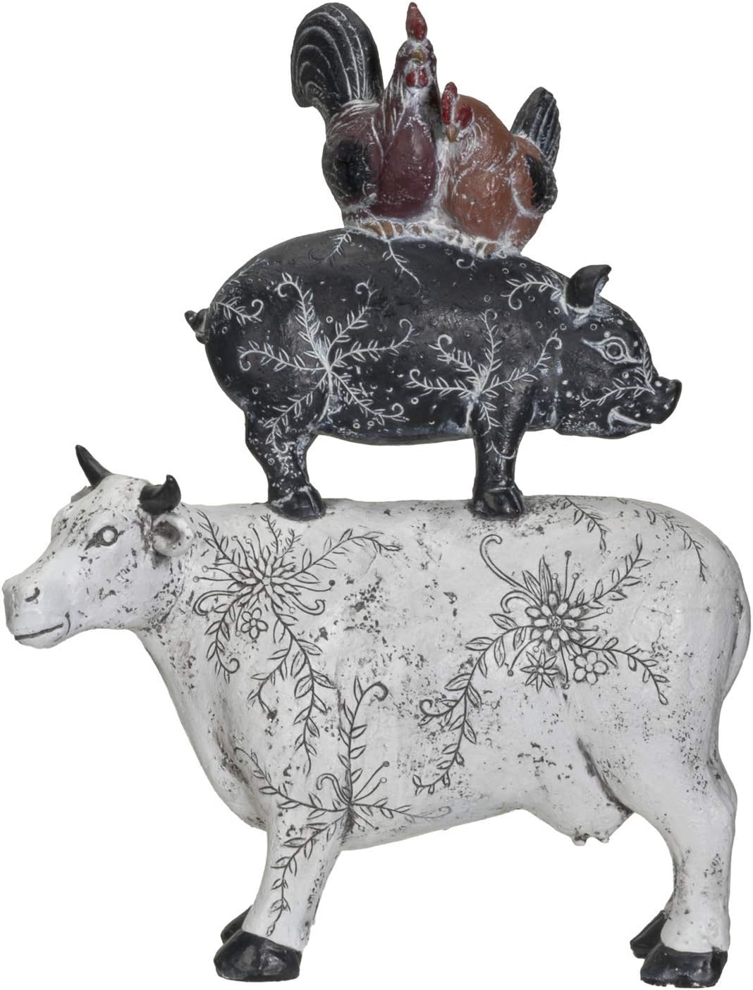 Amazon.com: Nature's Mark 3 Farm Animals Stacked Rooster Pig and Cow ...