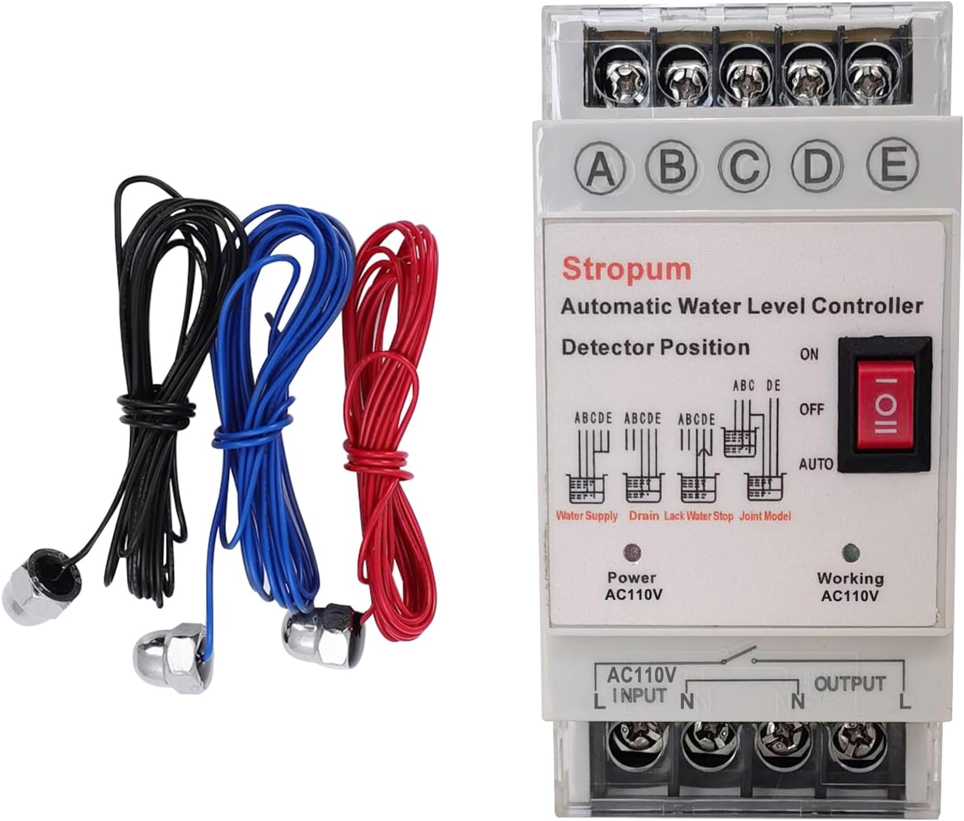 110 VAC High/Low Water Level Sensor Detector Alarm, Water Level Monitor ...