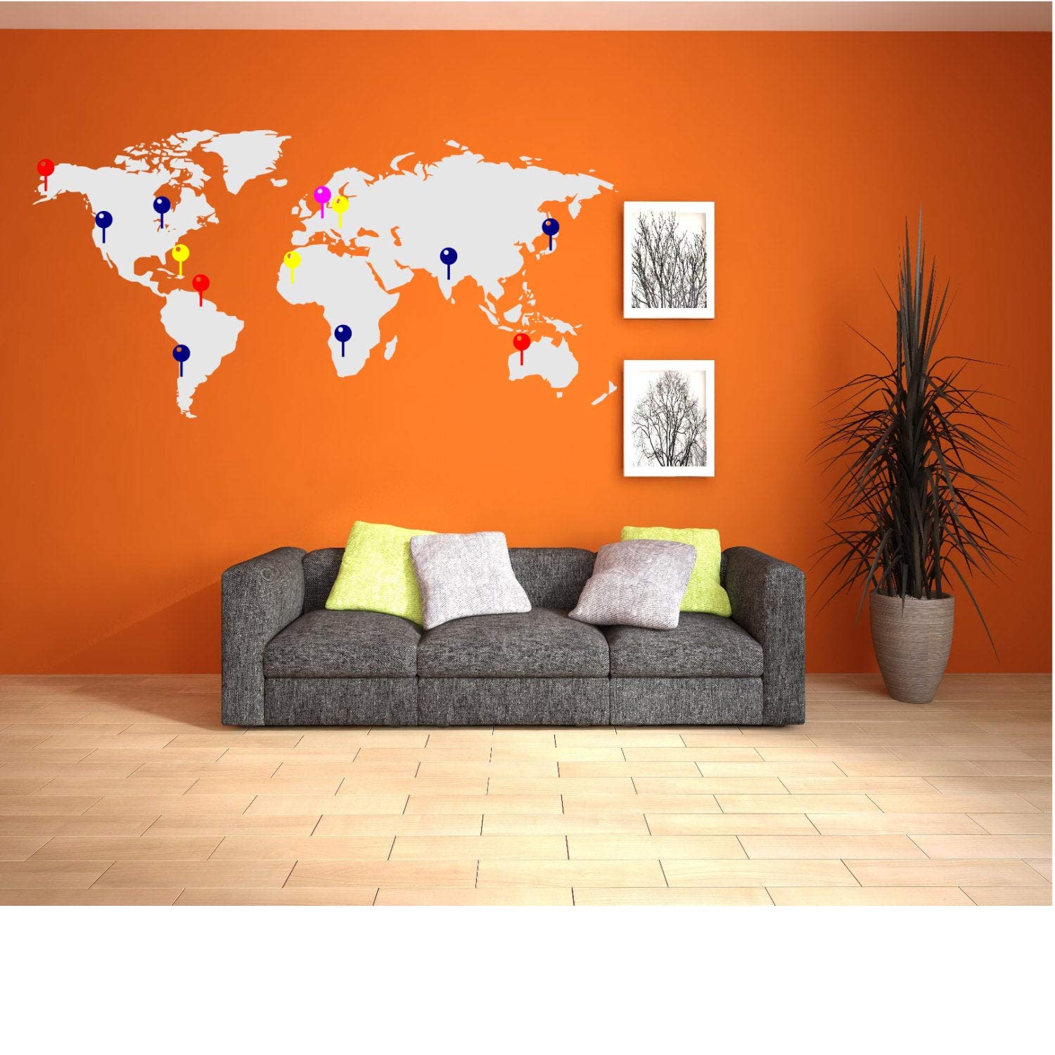 Buy World Wall Decal 22 Inches Width with Markers with Markers World ...