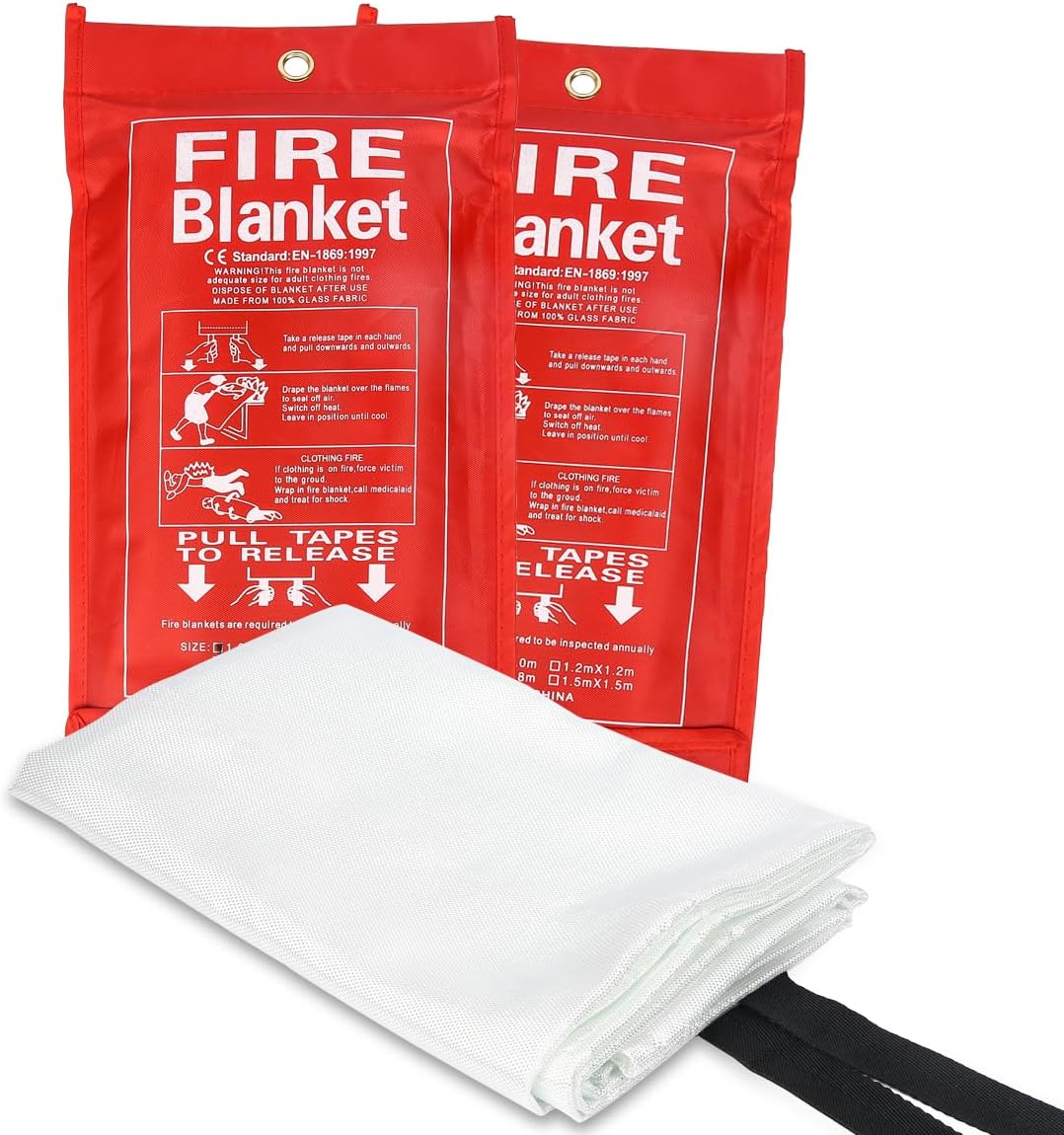 Amazon.com: Emergency Fire Blanket 2 Pack - 40” x 40” Fireproof ...