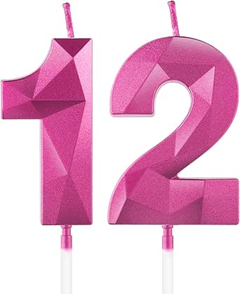 Amazon.com: Number 12 Candles,12th Birthday Candles,Rose Happy Birthday ...