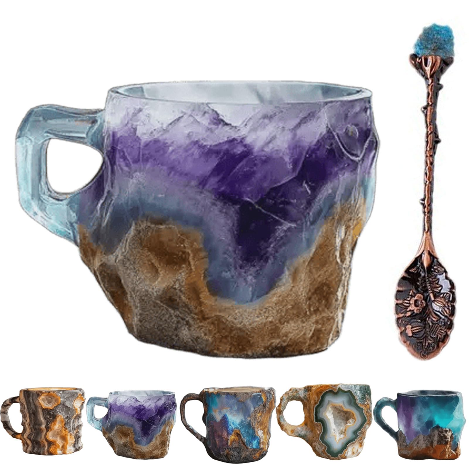 Amazon.com | LANNUO 2024 New Mineral Crystal Coffee Cup, Natural ...