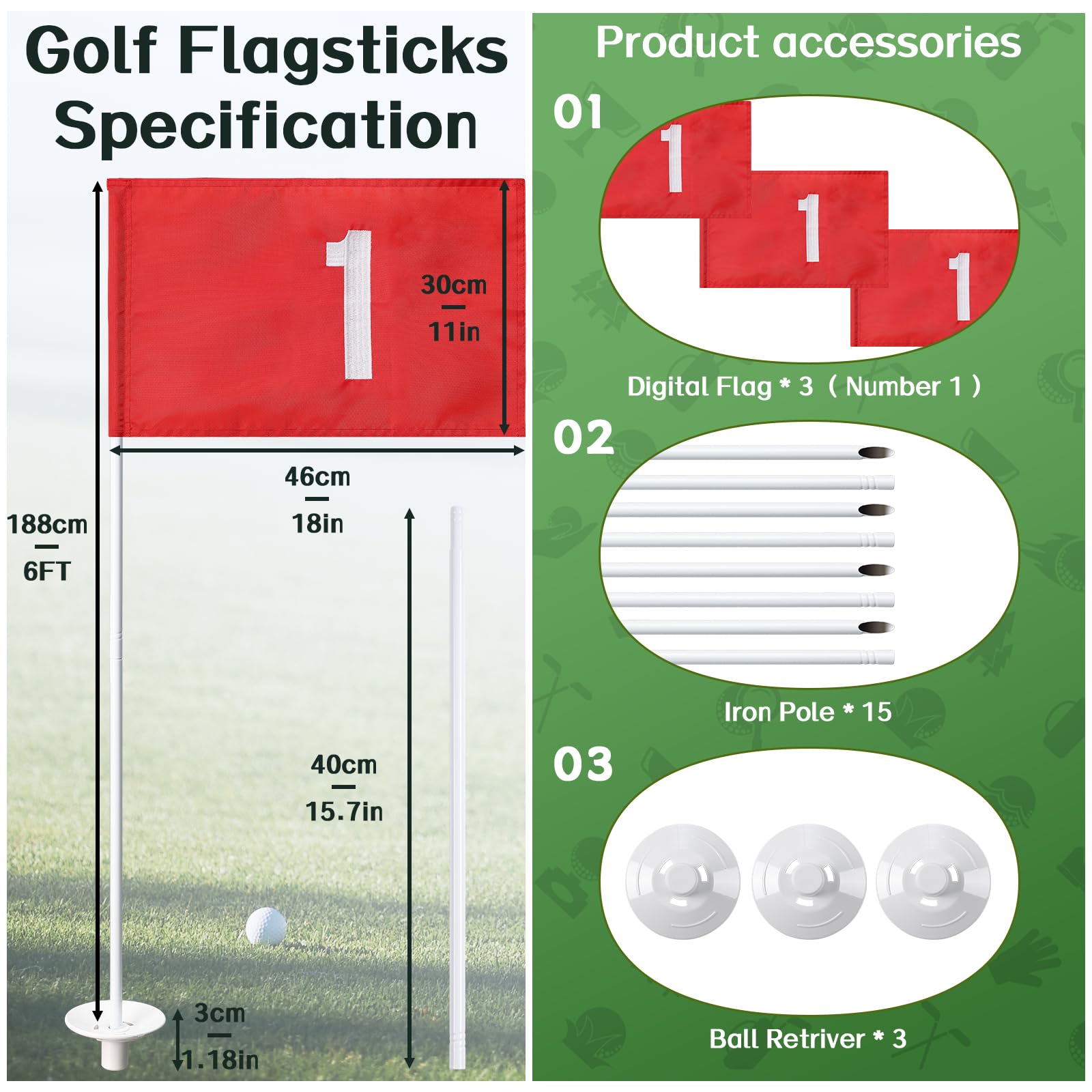 Snapklik.com : Golf Flag 6 FT, Golf Flagstick For Putting Green, Golf ...