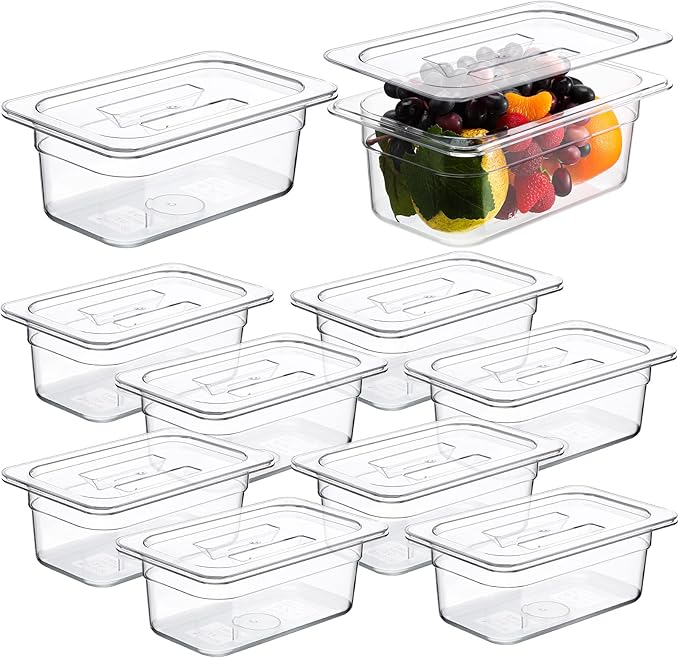 Amazon.com: Eaasty 10 Pack Plastic Food Pans 1/4 Size Clear Food Pans ...