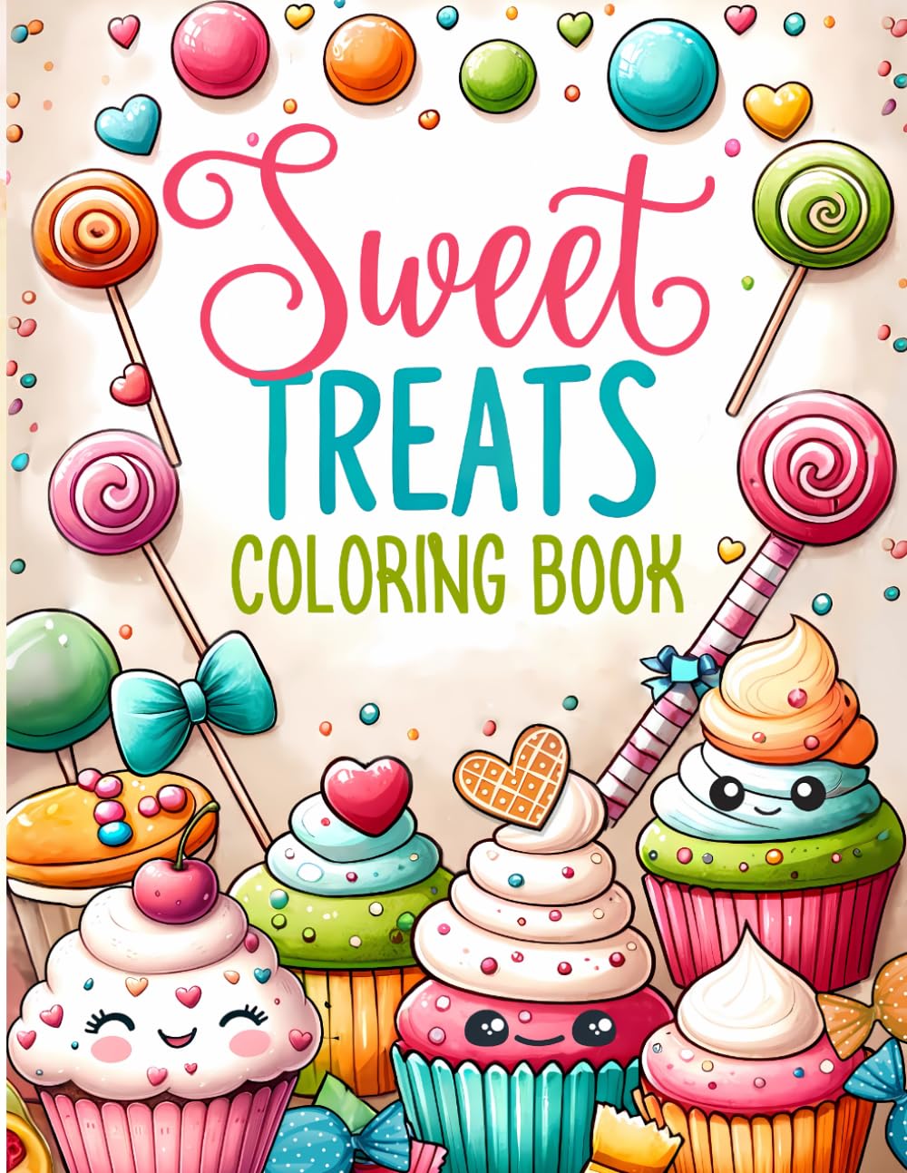 Sweet Treats Coloring Book: Cute Cupcakes, Cakes, Ice Creams, Donuts ...