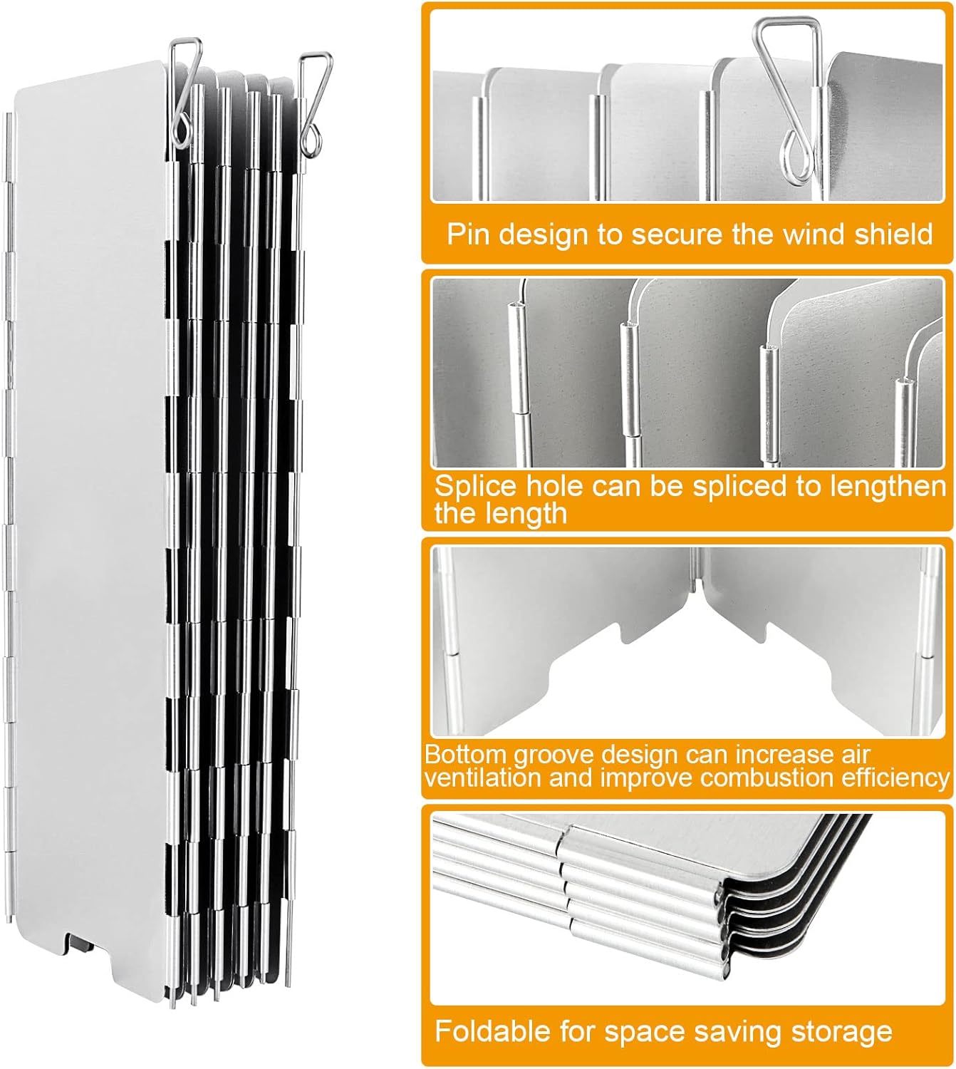 3 Set Camping Stove Windshield, 30 Plates Aluminium Stove Windscreen ...