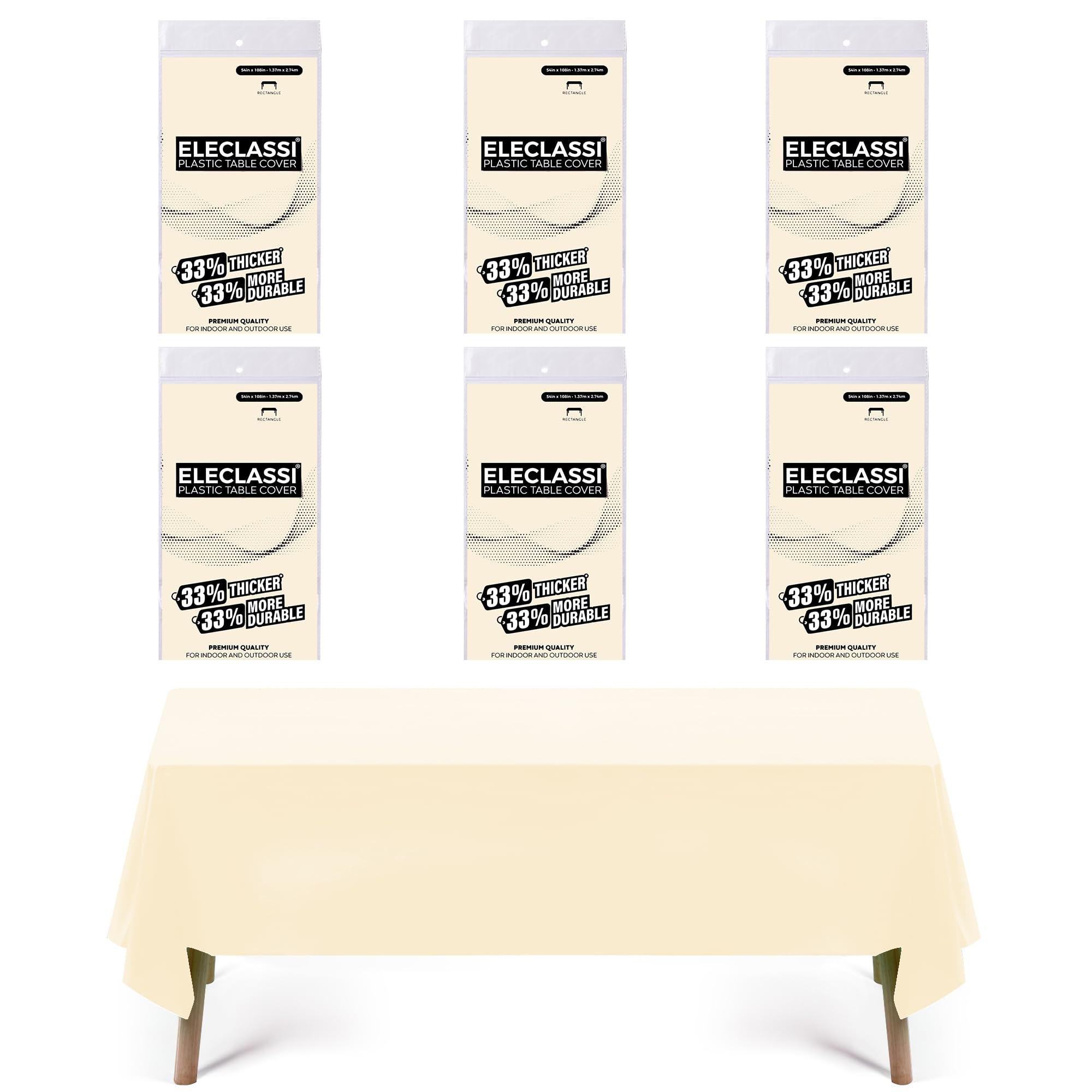Amazon.com: Ivory 6 Pack Premium Disposable Plastic Tablecloth 54 x 108 ...