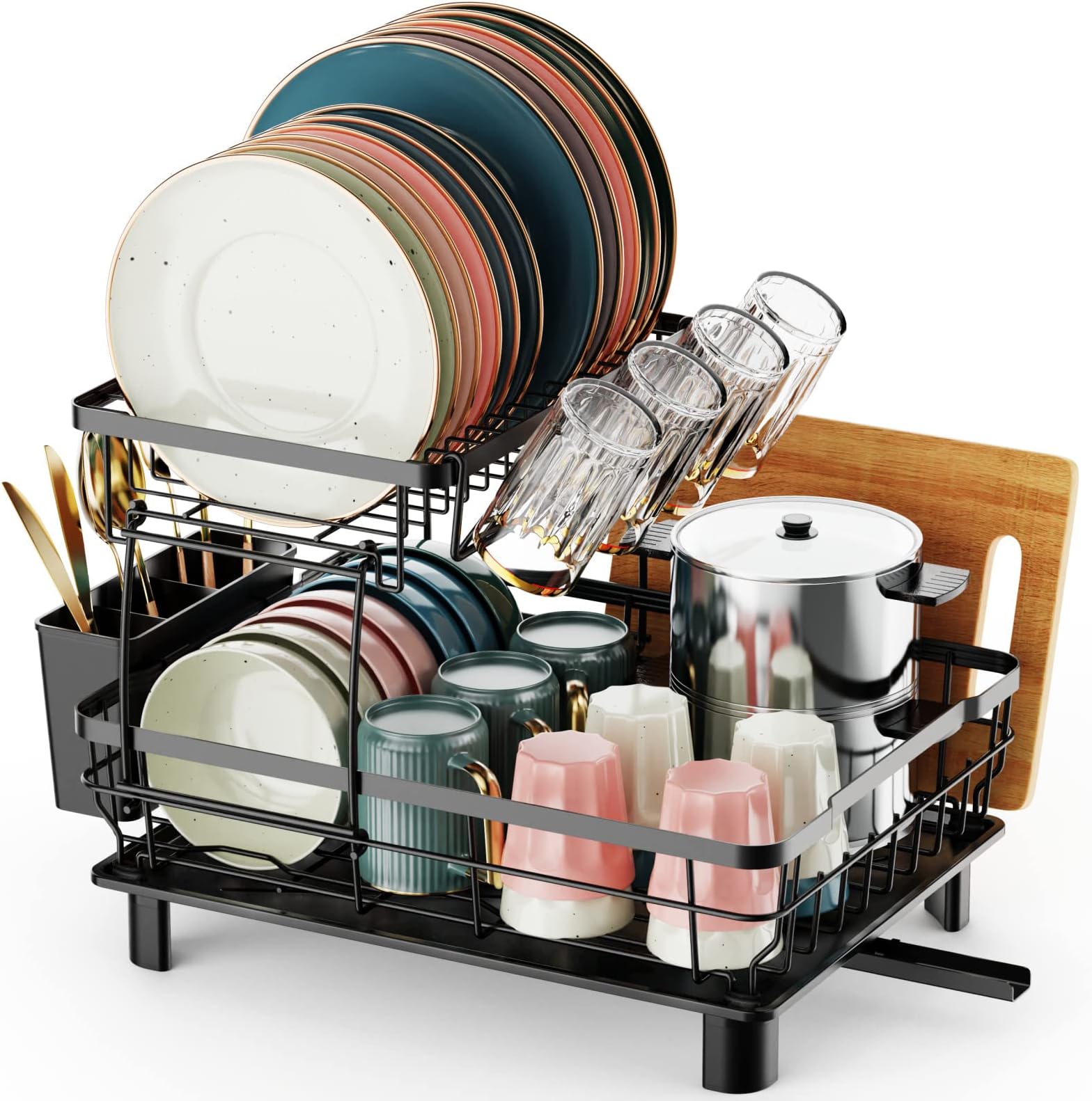 Amazon.com: GSlife Dish Drying Rack with Drainboard - Dish Racks for Kitchen Counter, Rust ...