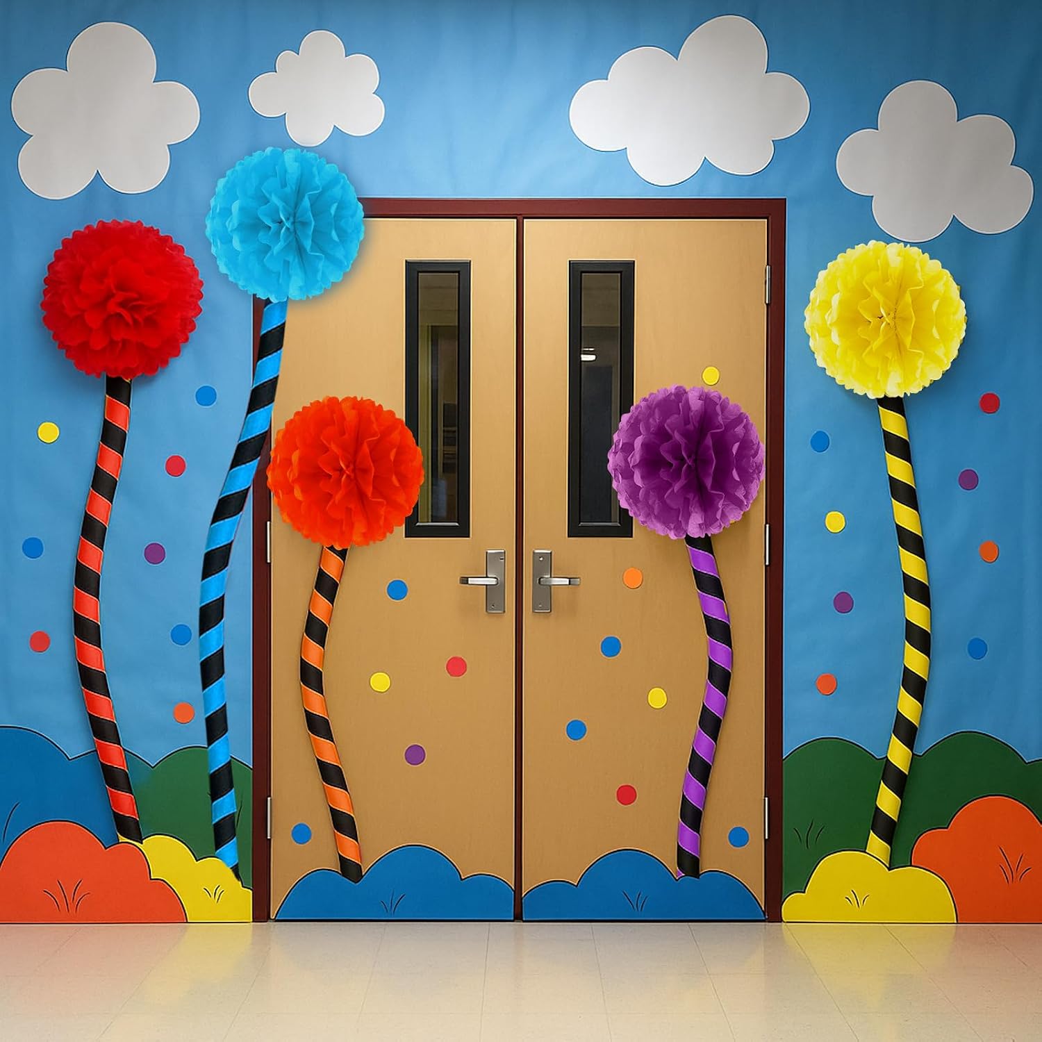 Amazon.com: Syhood 12 Pcs Tissue Paper Pom Poms Tree Back to School ...